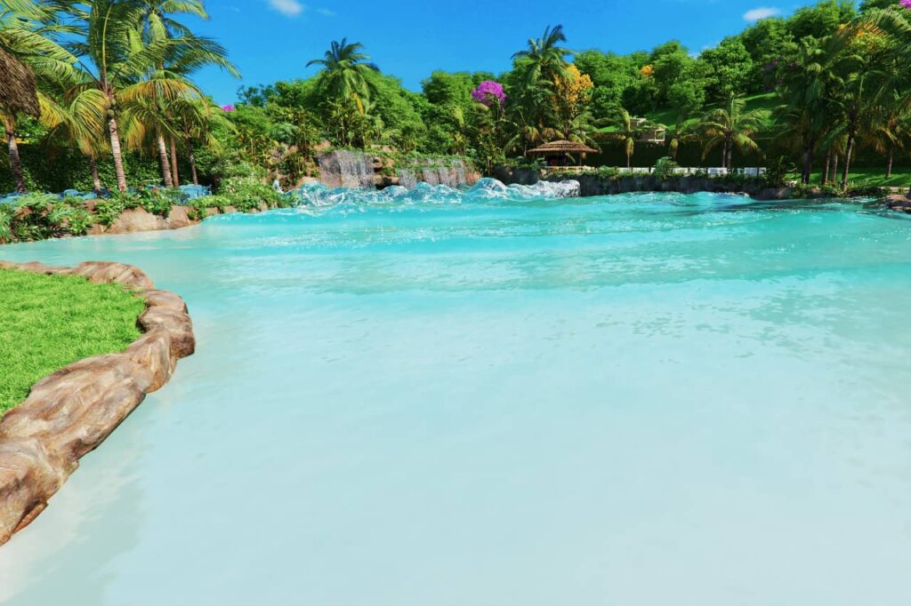 Praia artificial e piscina com água aquecida são atrativos do Thermas ...